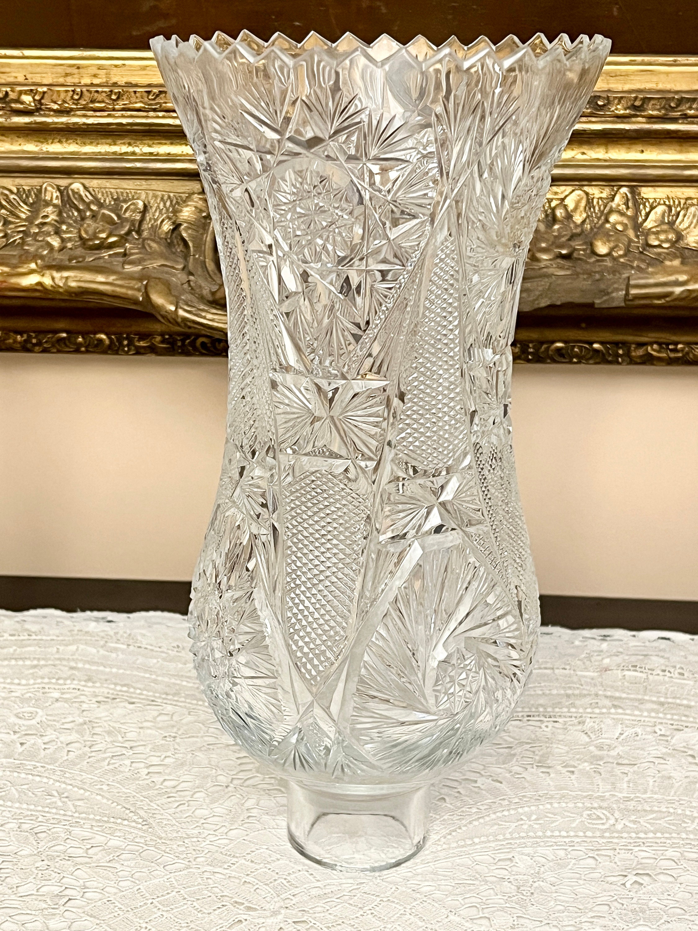Stunning, Gorgeous, Monumental Large Antique Brilliant Style Cut Glass ...