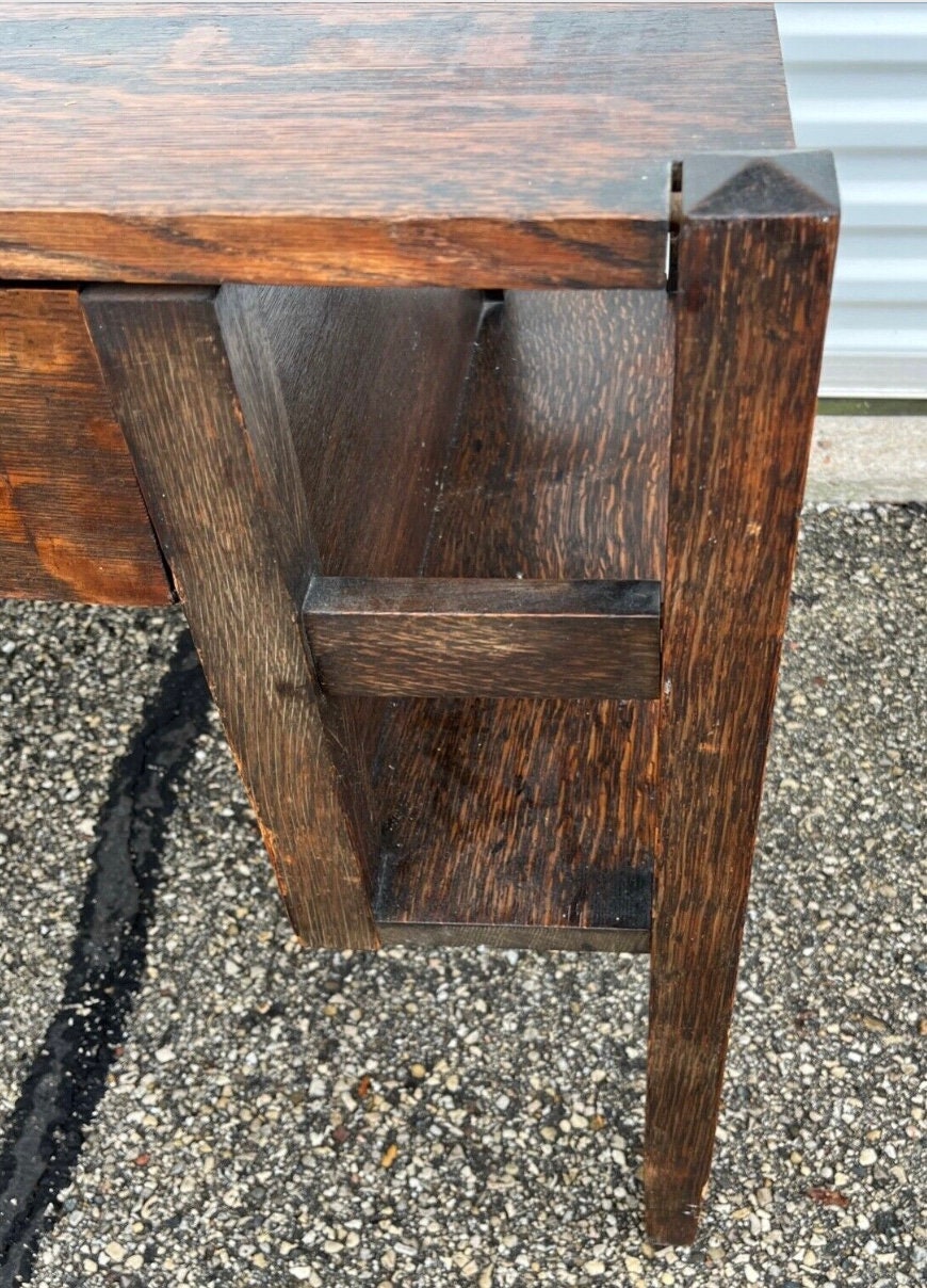Antique Mission Arts & Crafts Tiger Oak Library Table / Desk With ...