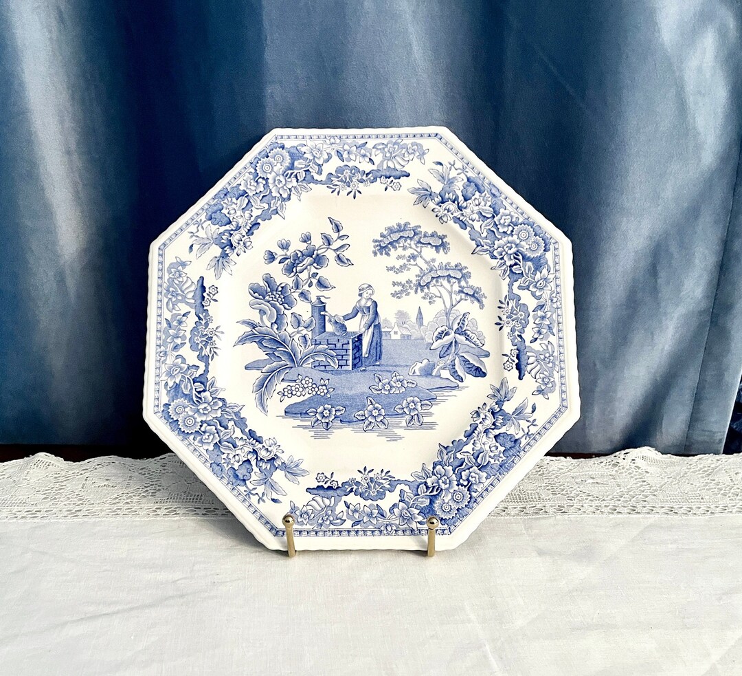 Charming Spode Blue Room Collection Girl at Well Square Plate - Etsy