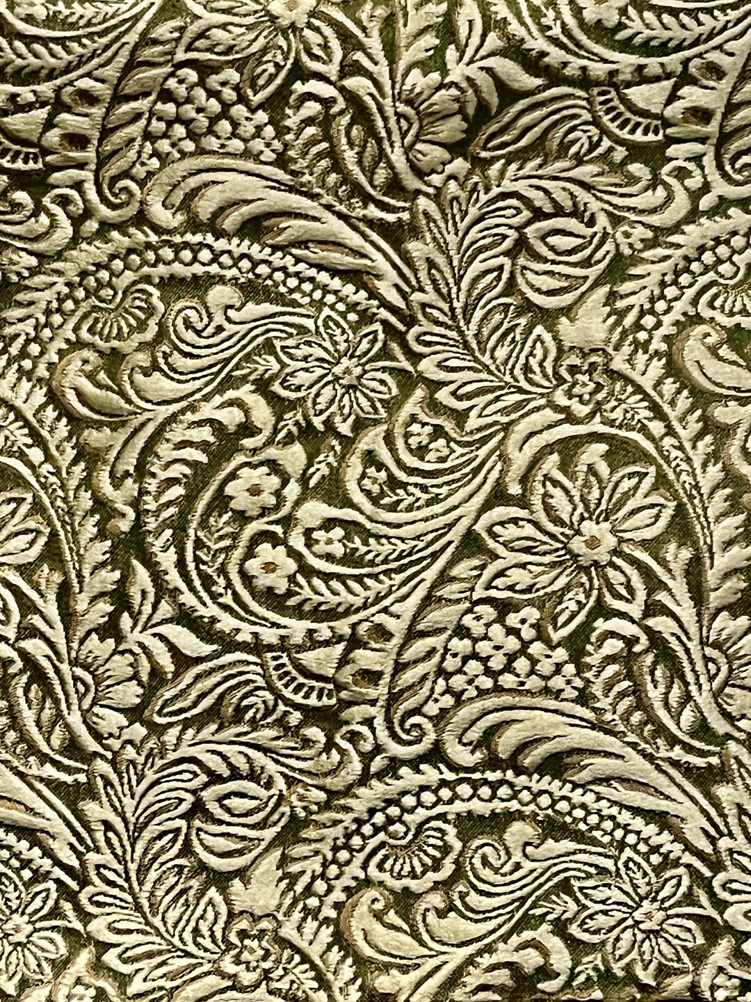 Gorgeous Olive Green, Gold, and Bronze Damask Heavy Upholstery Fabric ...