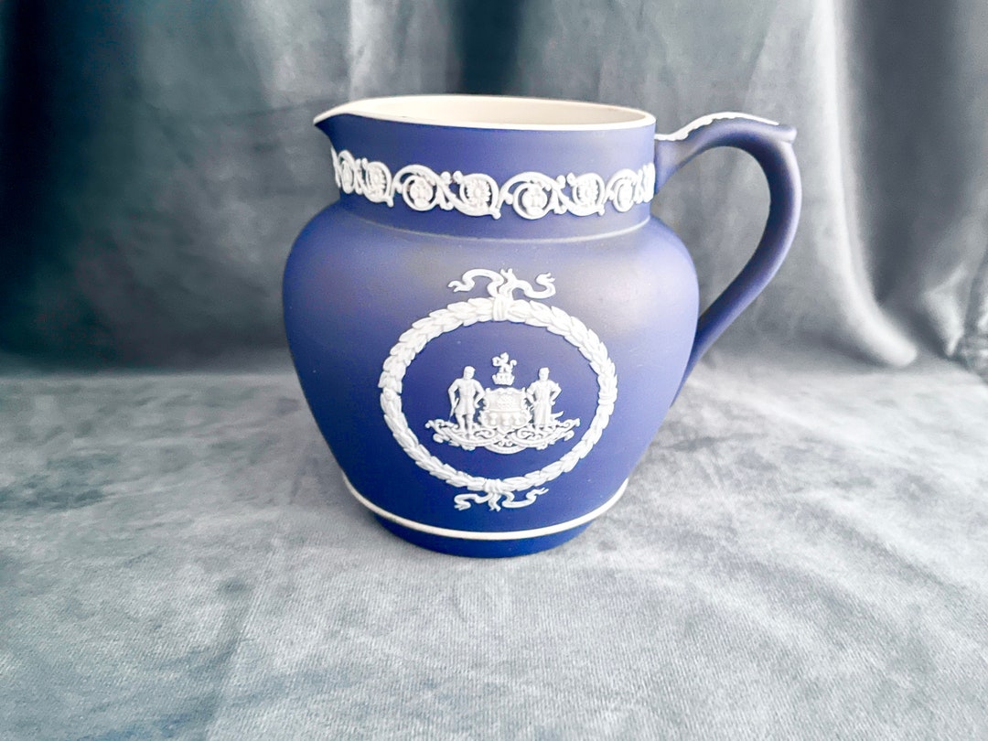 Adams Tunstall Cobalt Jasperware Pitcher With City Coat of Arms - Etsy