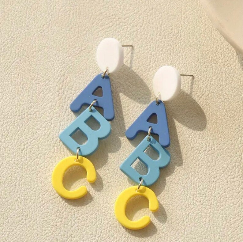 ABC Earrings, Teacher Appreciation Gift, Teacher Earrings, Back to ...