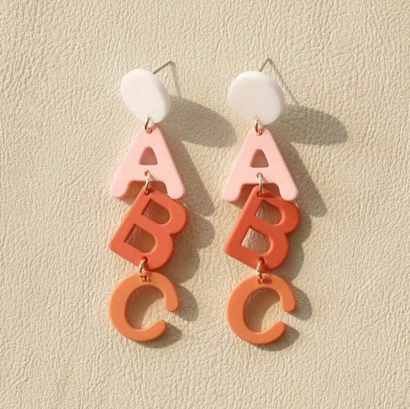 ABC Earrings, Teacher Appreciation Gift, Teacher Earrings, Back to ...