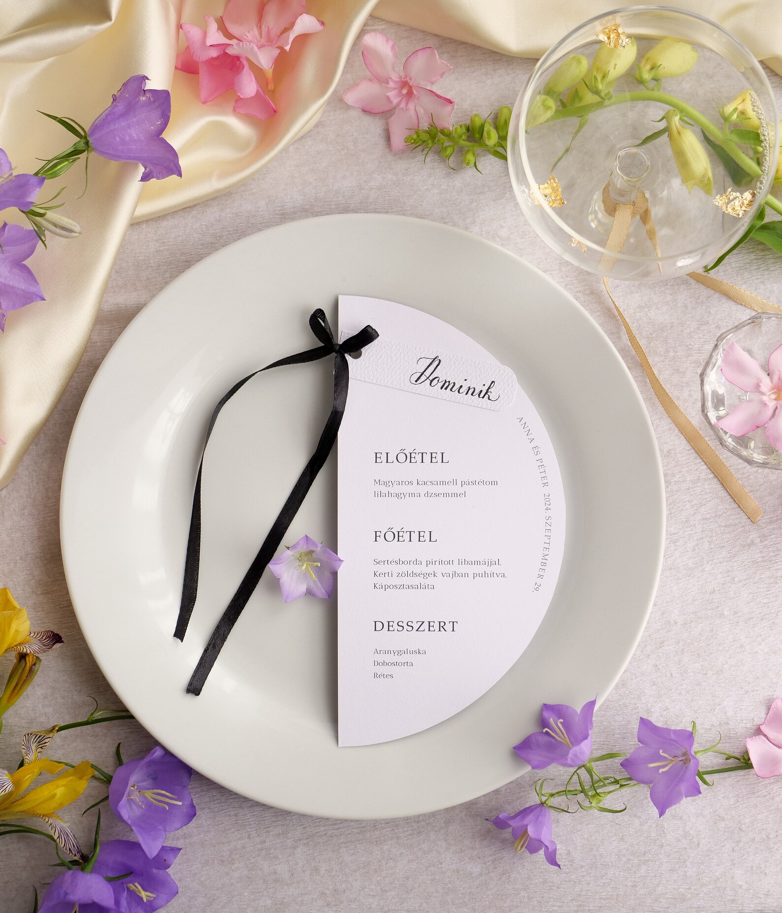 Minimal Half Moon Black and White Classic Elegant Wedding Plate Menu ...