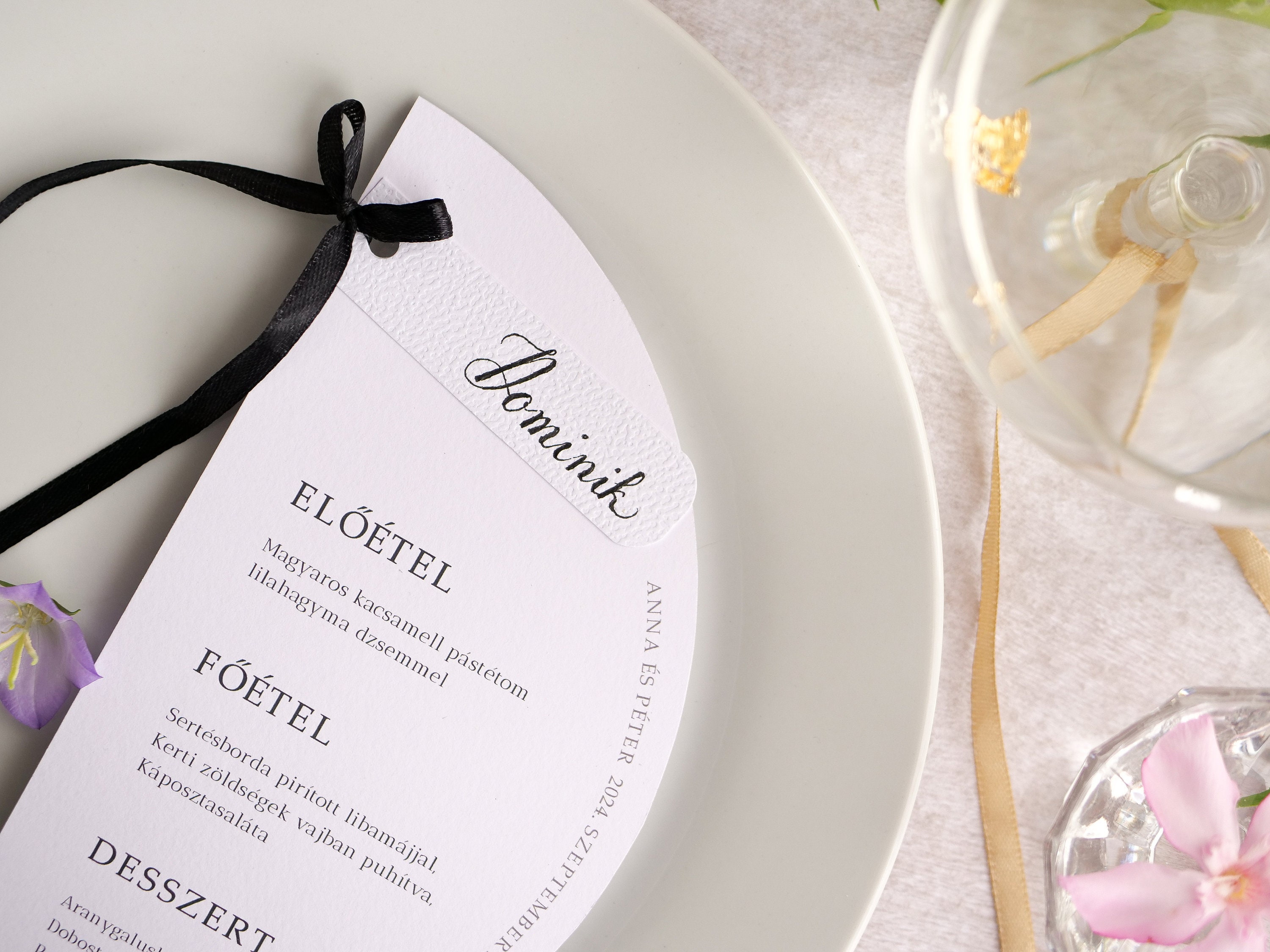 Minimal Half Moon Black and White Classic Elegant Wedding Plate Menu ...