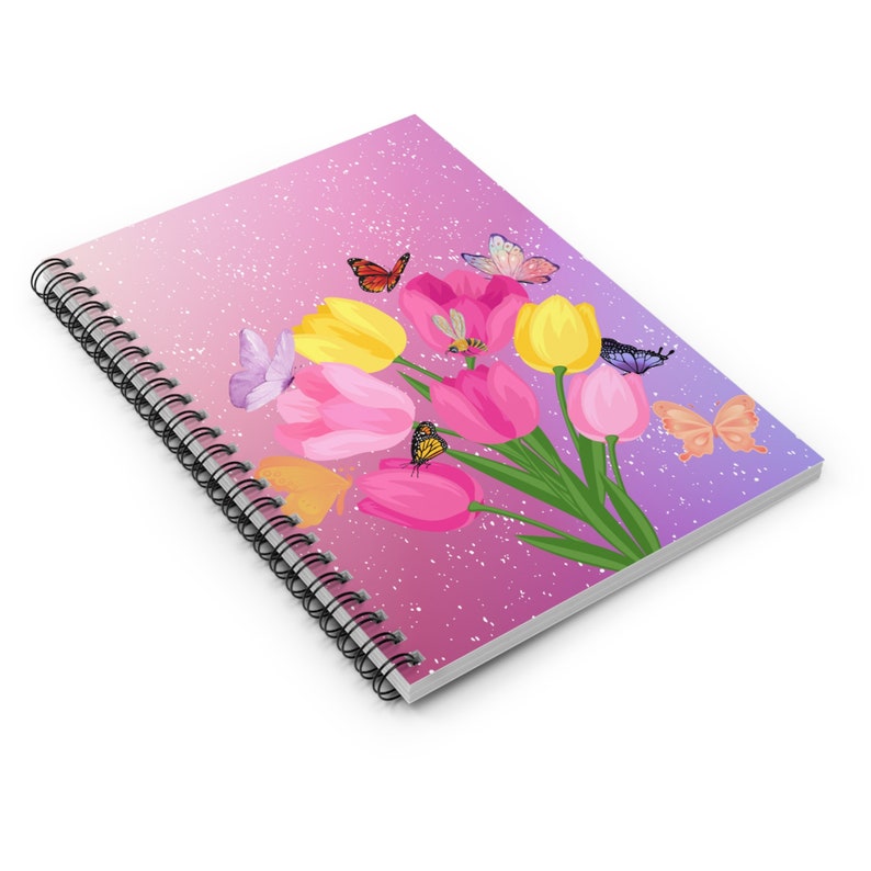 Tulips & Butterflies Spiral Notebook - Ruled Line, Writing Journal ...