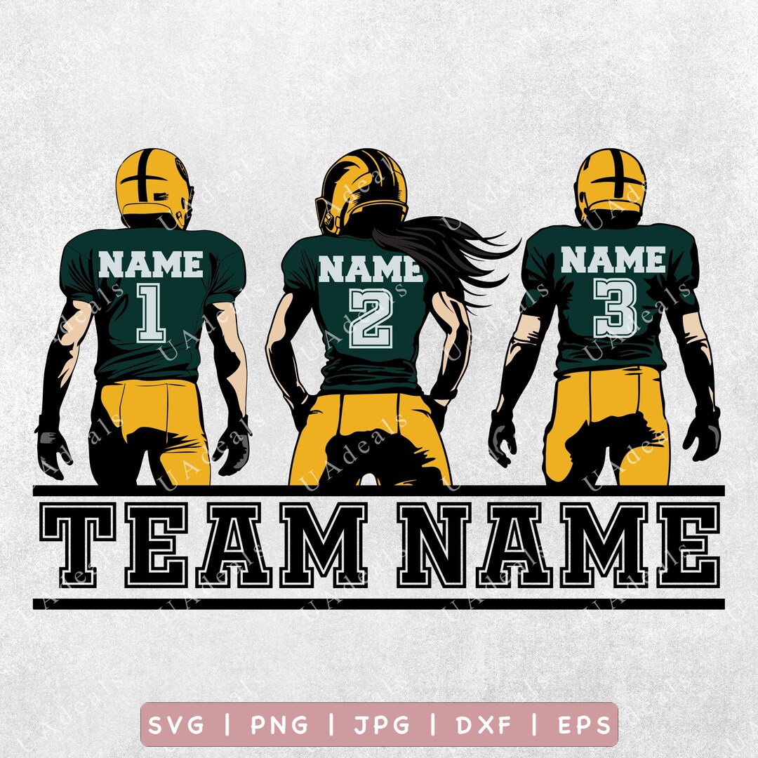 Three Football Player Male and Female SVG | Jersey Name and Number ...