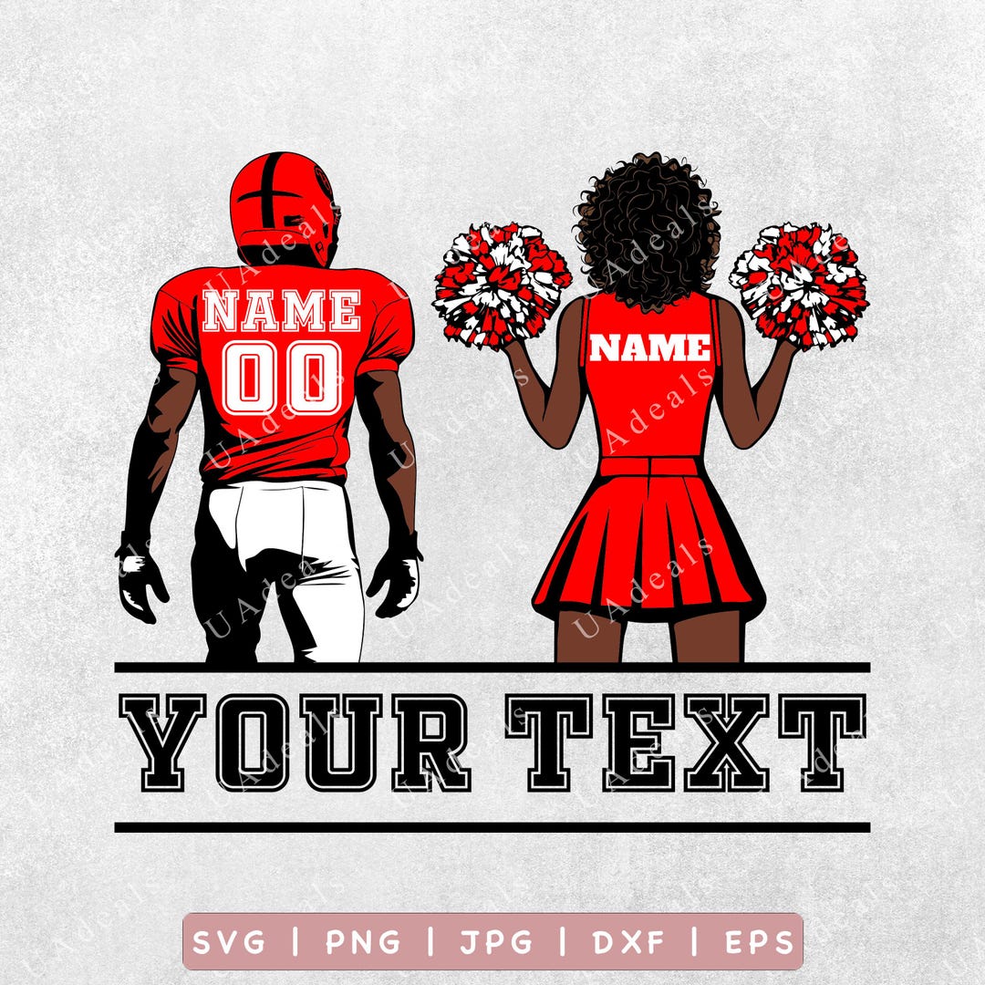 Custom Cheerleader Football Player SVG PNG, Curly Hairstyle Cheer ...