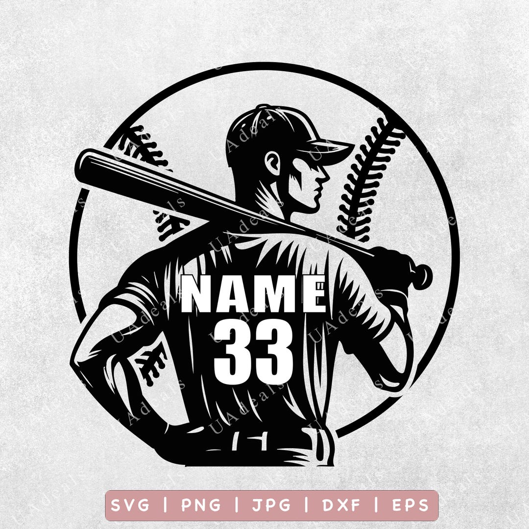 Custom Baseball Player SVG | Personalized Name, Number (digital ...