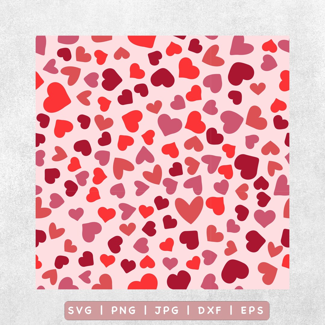 Valentines Hearts Pattern SVG, Valentines Themed Print Svg, Valentines ...