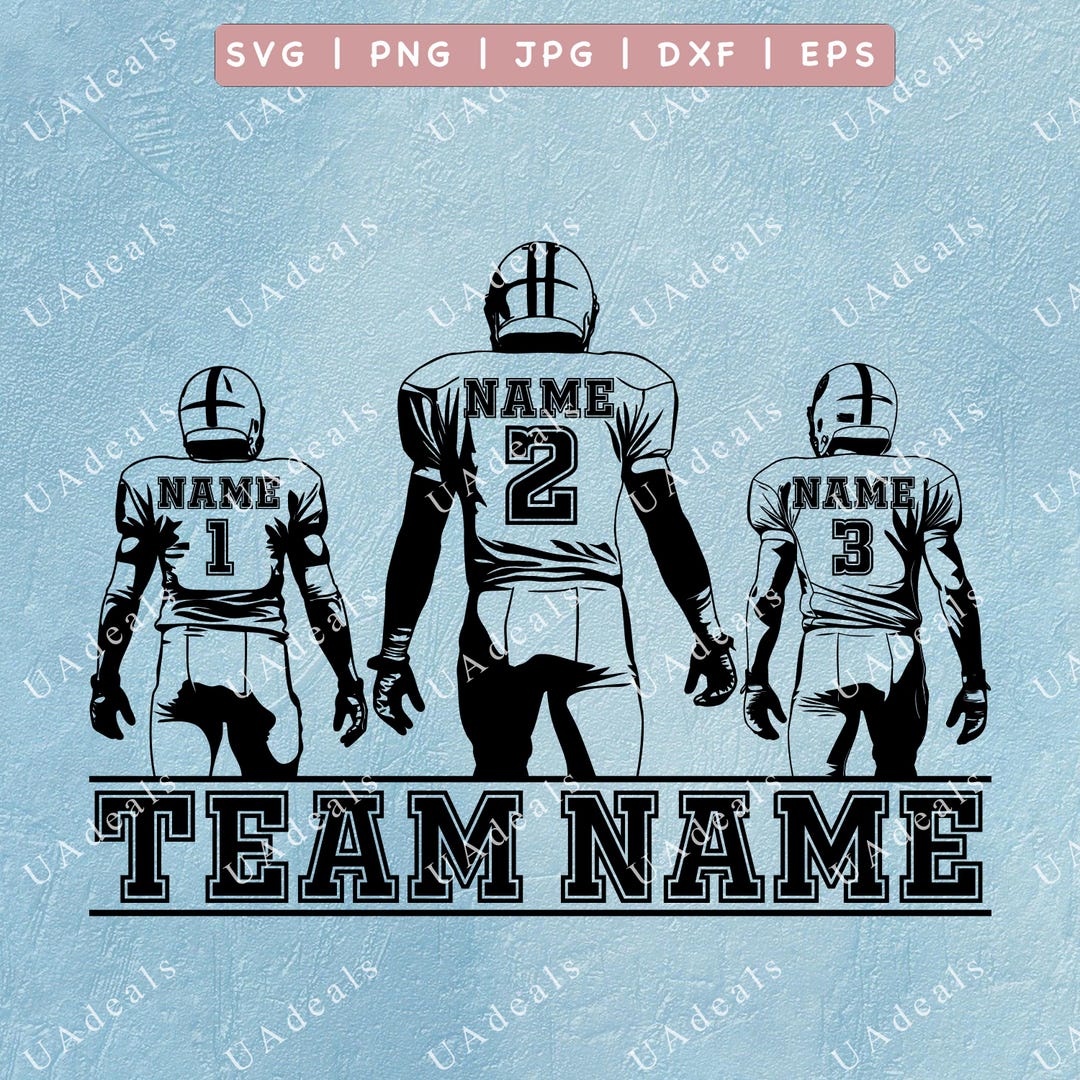 Personalized 3 Football Player SVG, Team Name Customization (digital ...
