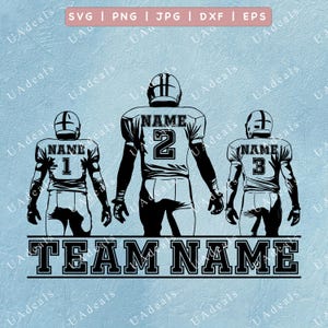 Personalized 3 Football Player SVG, Team Name Customization (digital ...