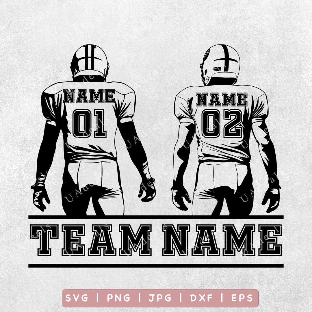 Two Football Player SVG, Personalized Team Name, Custom Design (digital ...
