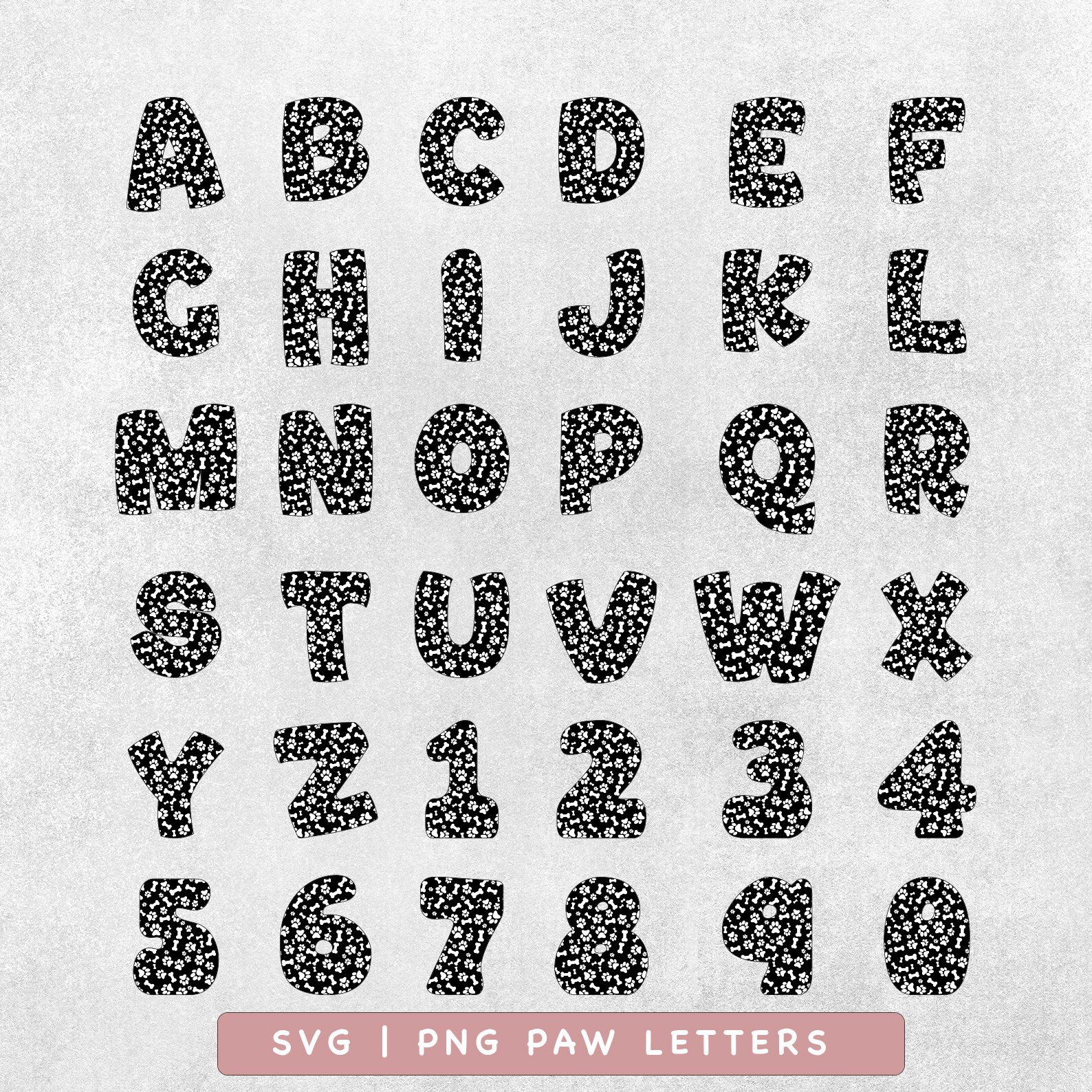 Dog Paw Alphabet SVG Cut, Veterinary Font Cut Files, Dog Paw Print ...
