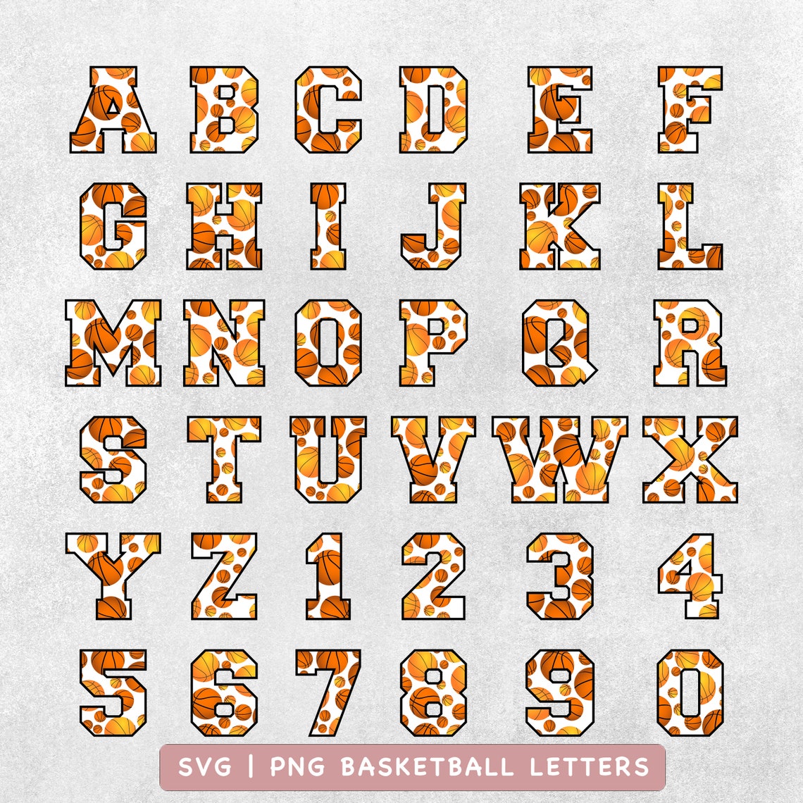 Basketball Alphabet SVG, Sports Font Png, Basketball Font SVG, College ...