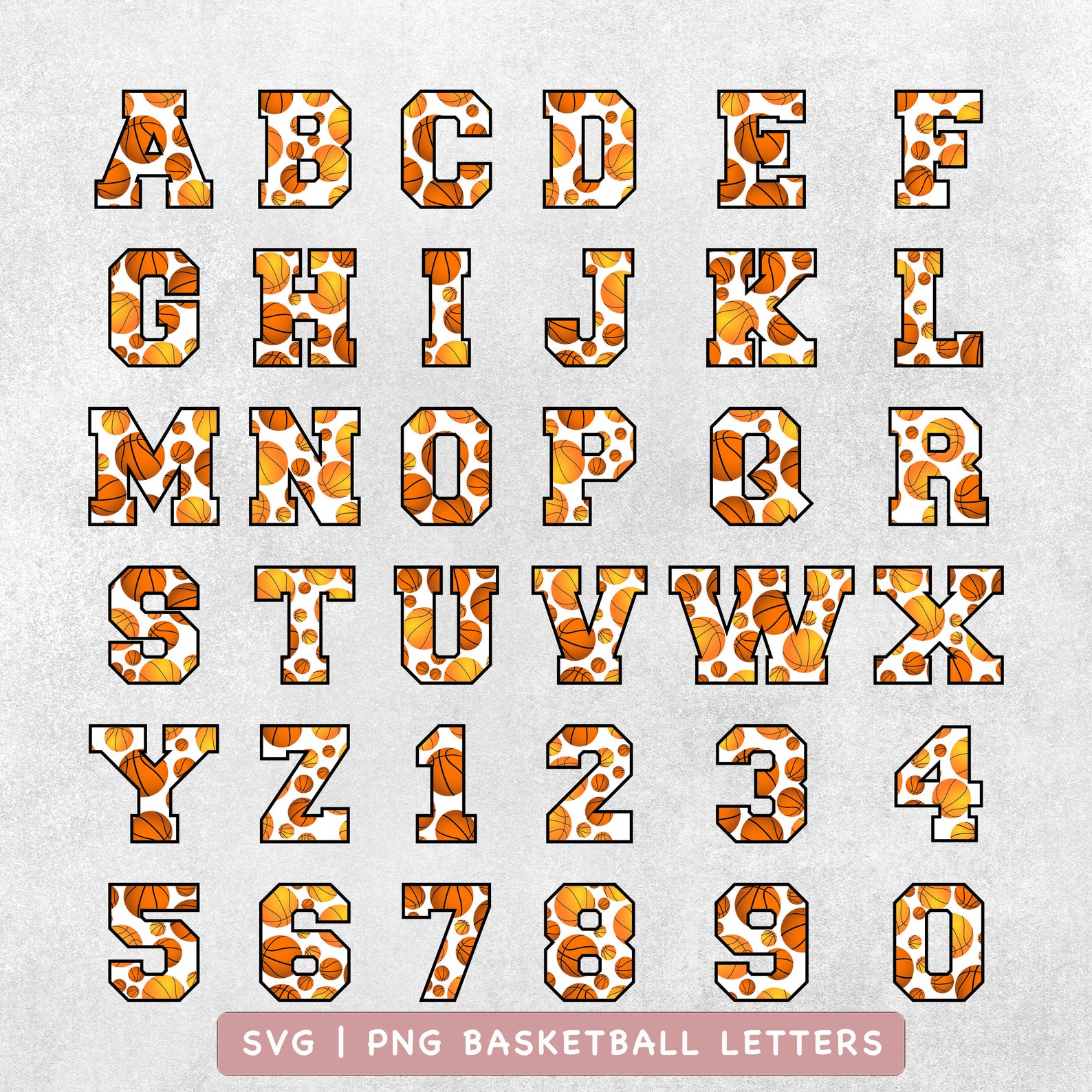 Basketball Alphabet SVG, Sports Font Png, Basketball Font SVG, College ...