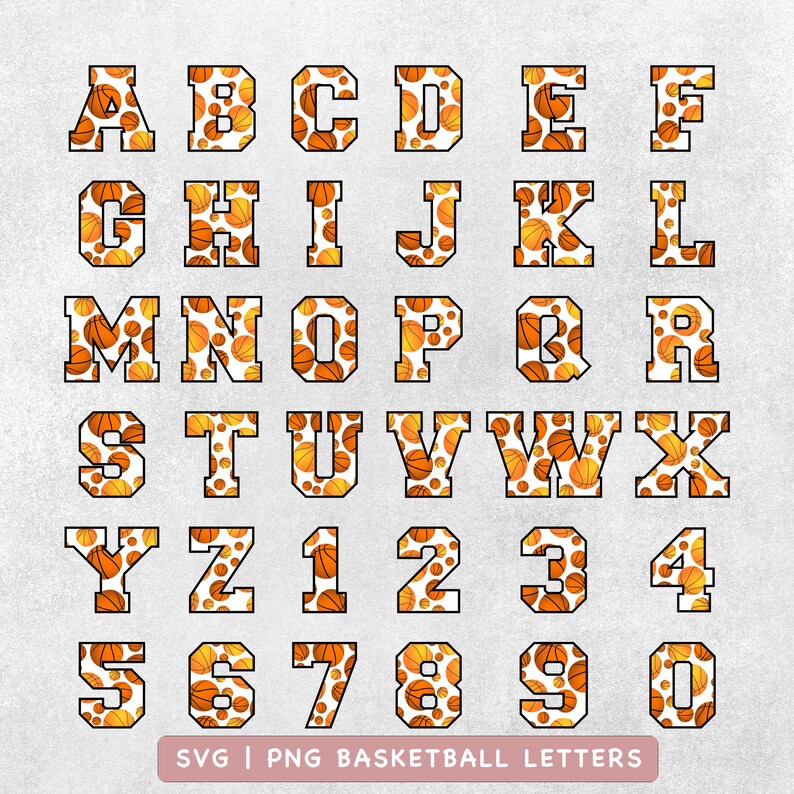 Basketball Alphabet SVG, Sports Font Png, Basketball Font SVG, College ...
