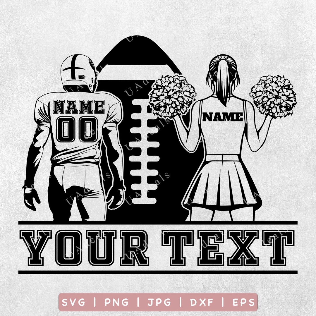 Custom Football and Cheer SVG, Personalized Name PNG (digital Download ...