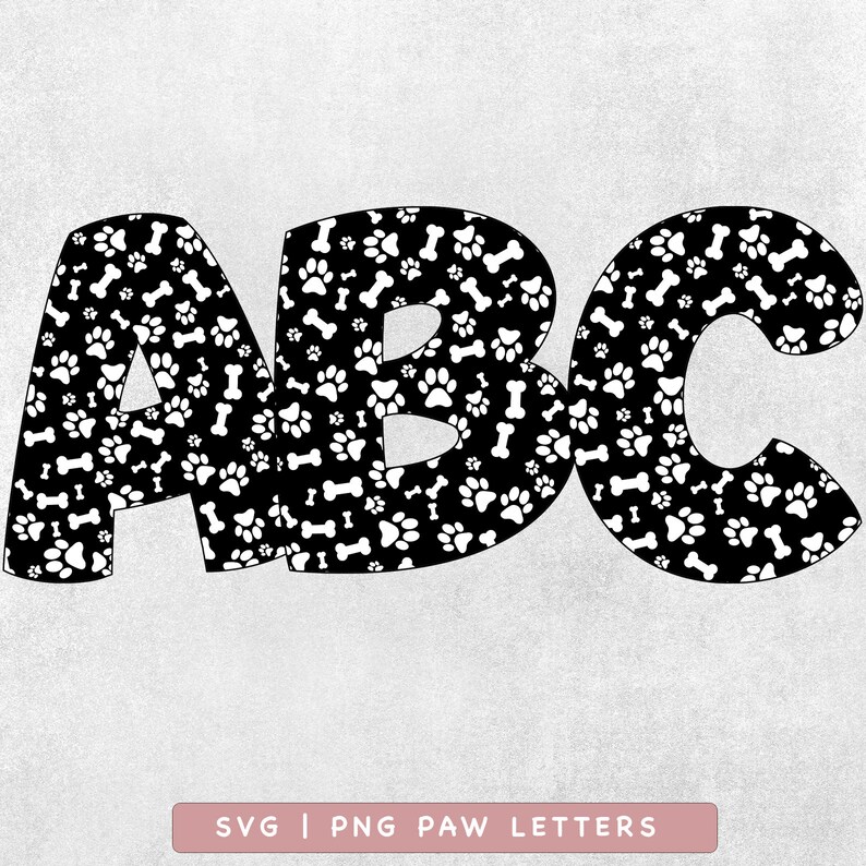 Dog Paw Alphabet SVG Cut, Veterinary Font Cut Files, Dog Paw Print ...