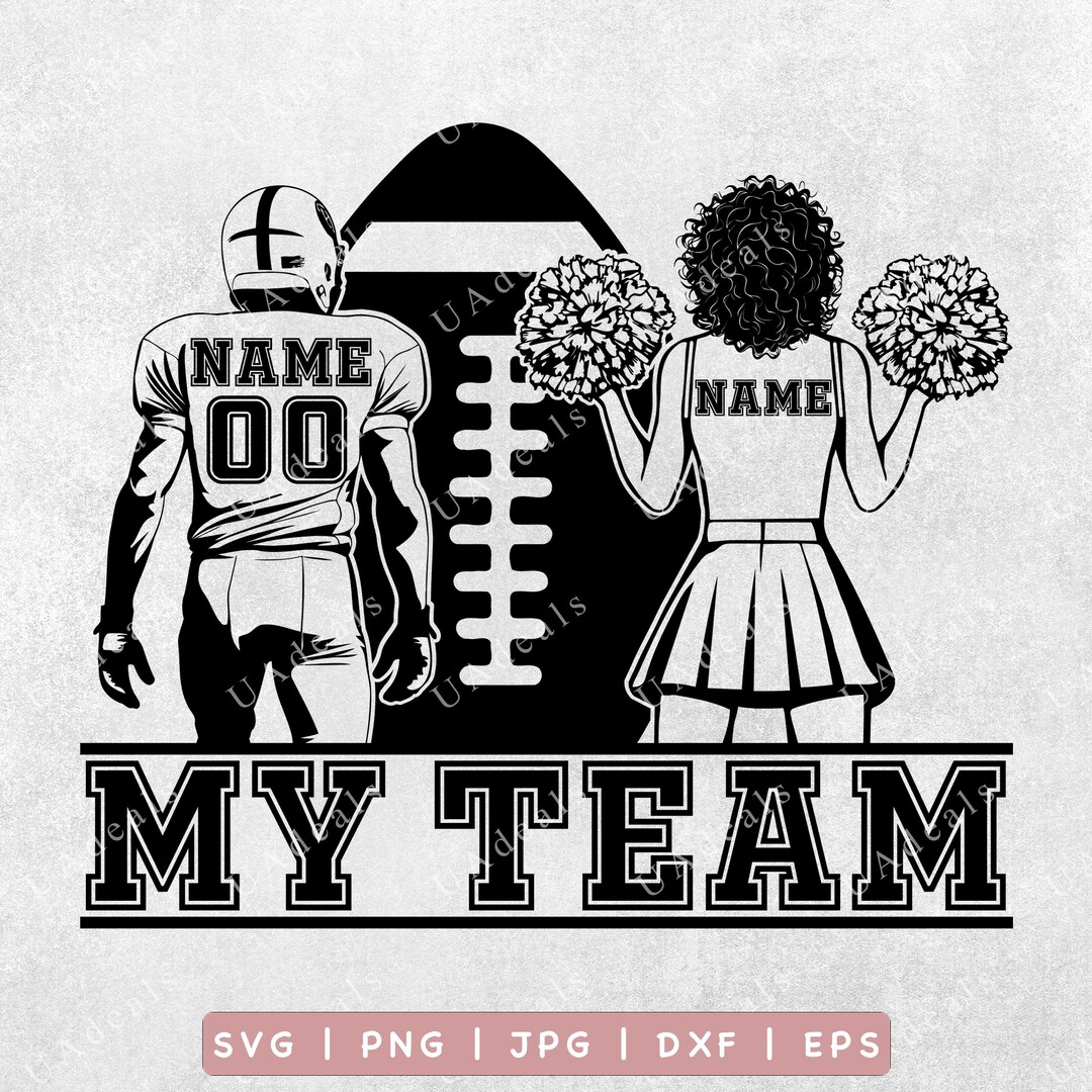 Custom Football Player & Cheerleader SVG, Cricut Silhouette Cut File ...