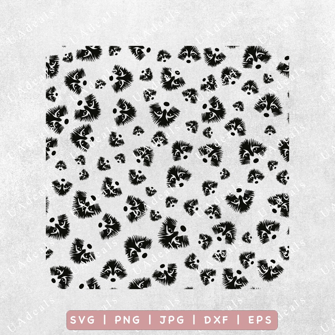 Raccoon Head Seamless Pattern SVG, Raccoon Print Svg, Raccoon Pattern ...