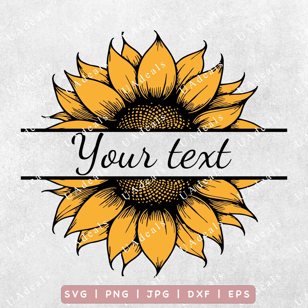 Sunflower SVG | Floral Svg | Sunflower Border SVG | Split Sunflower Svg ...
