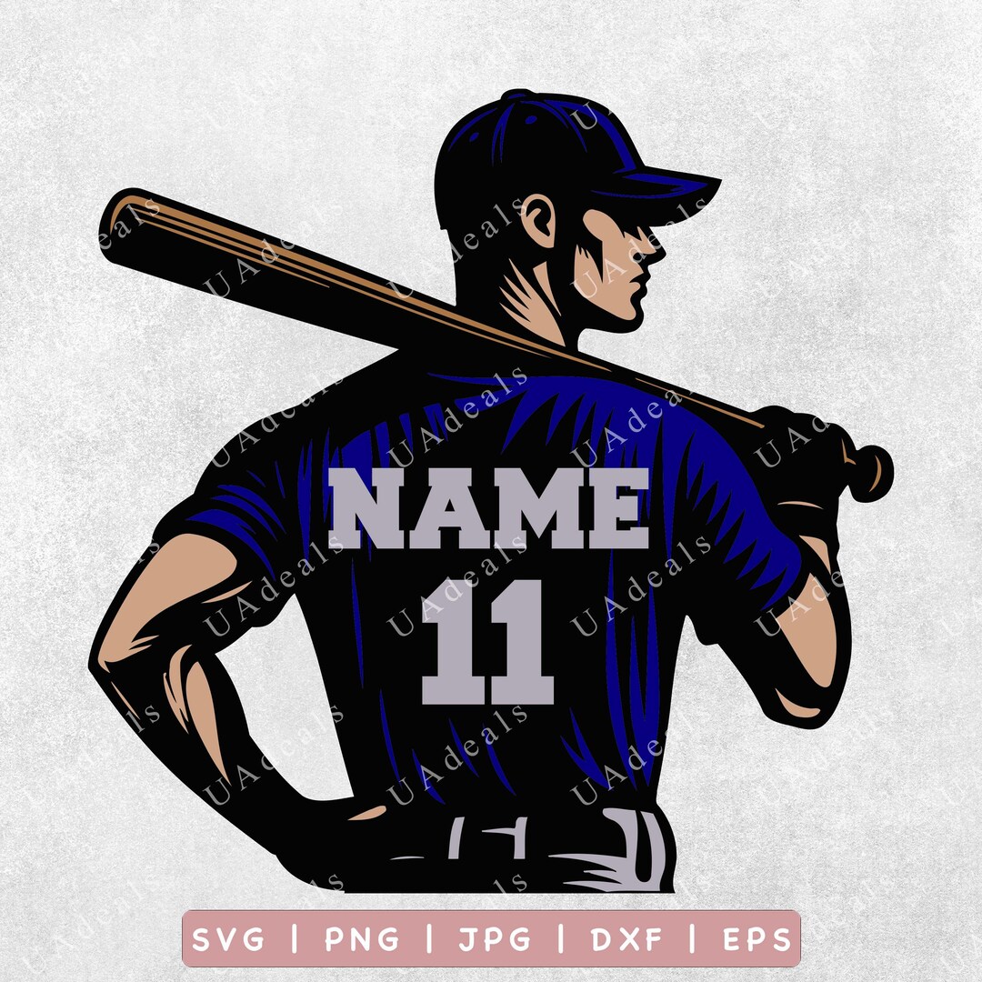 Customizable Baseball Batter SVG | Personalized Name & Number (digital ...