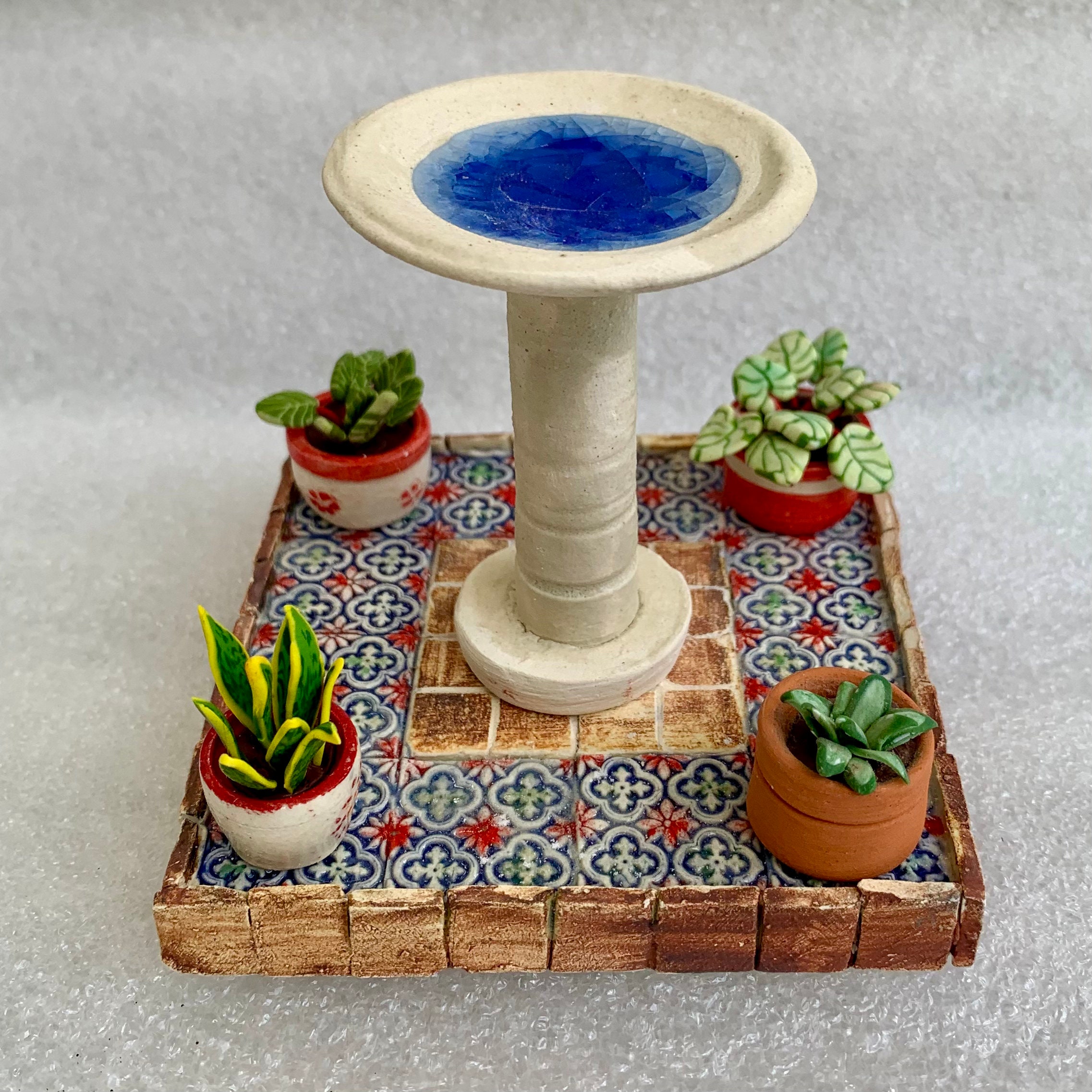 Patio With Bird Bath Miniature Mosaic Scale 1:12 - Etsy