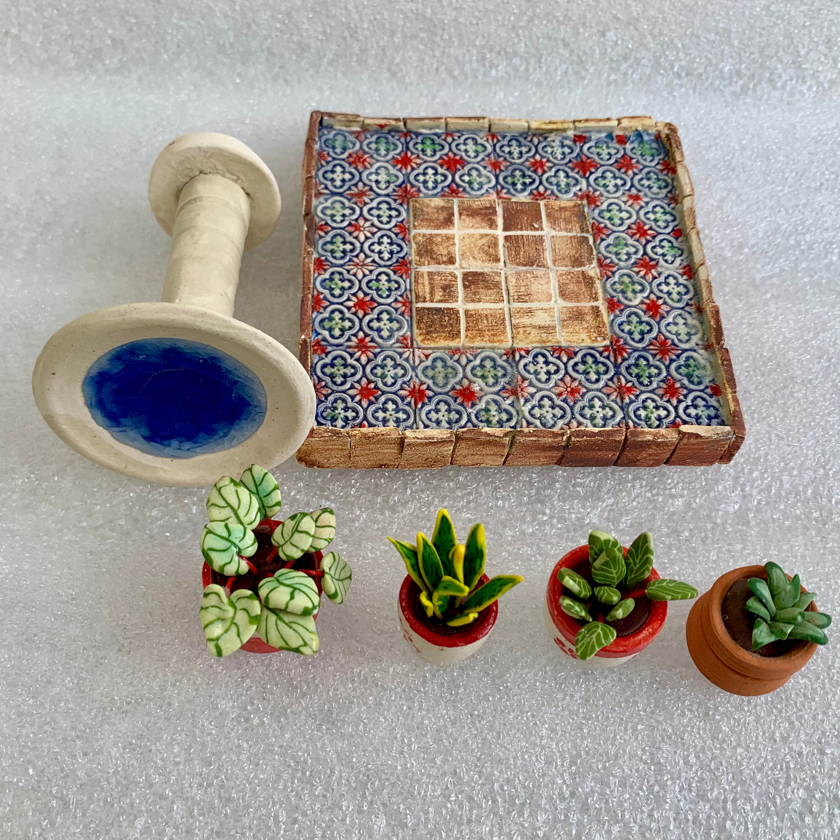 Patio With Bird Bath Miniature Mosaic Scale 1:12 - Etsy