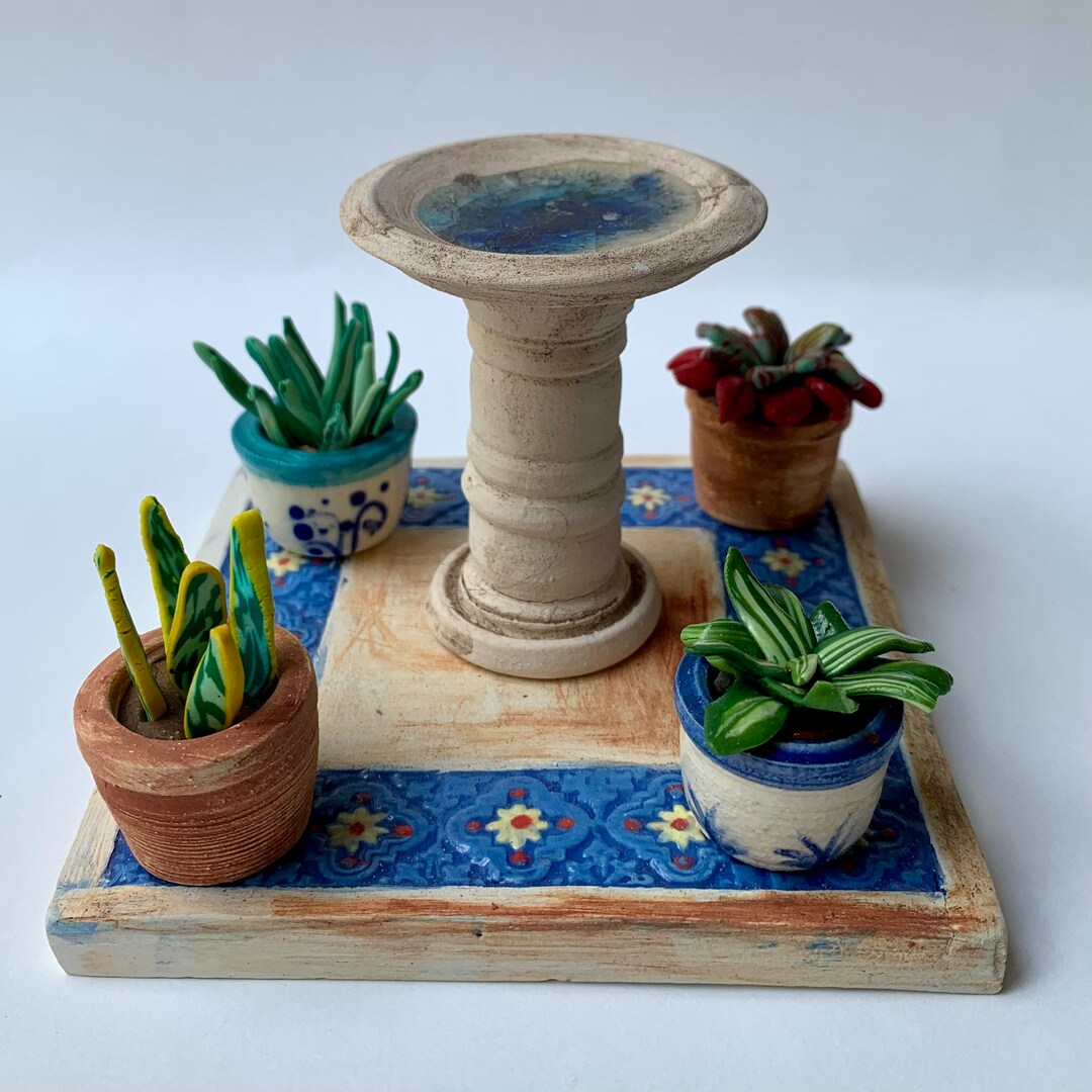 Bird Bath Miniature Patio Garden - Etsy