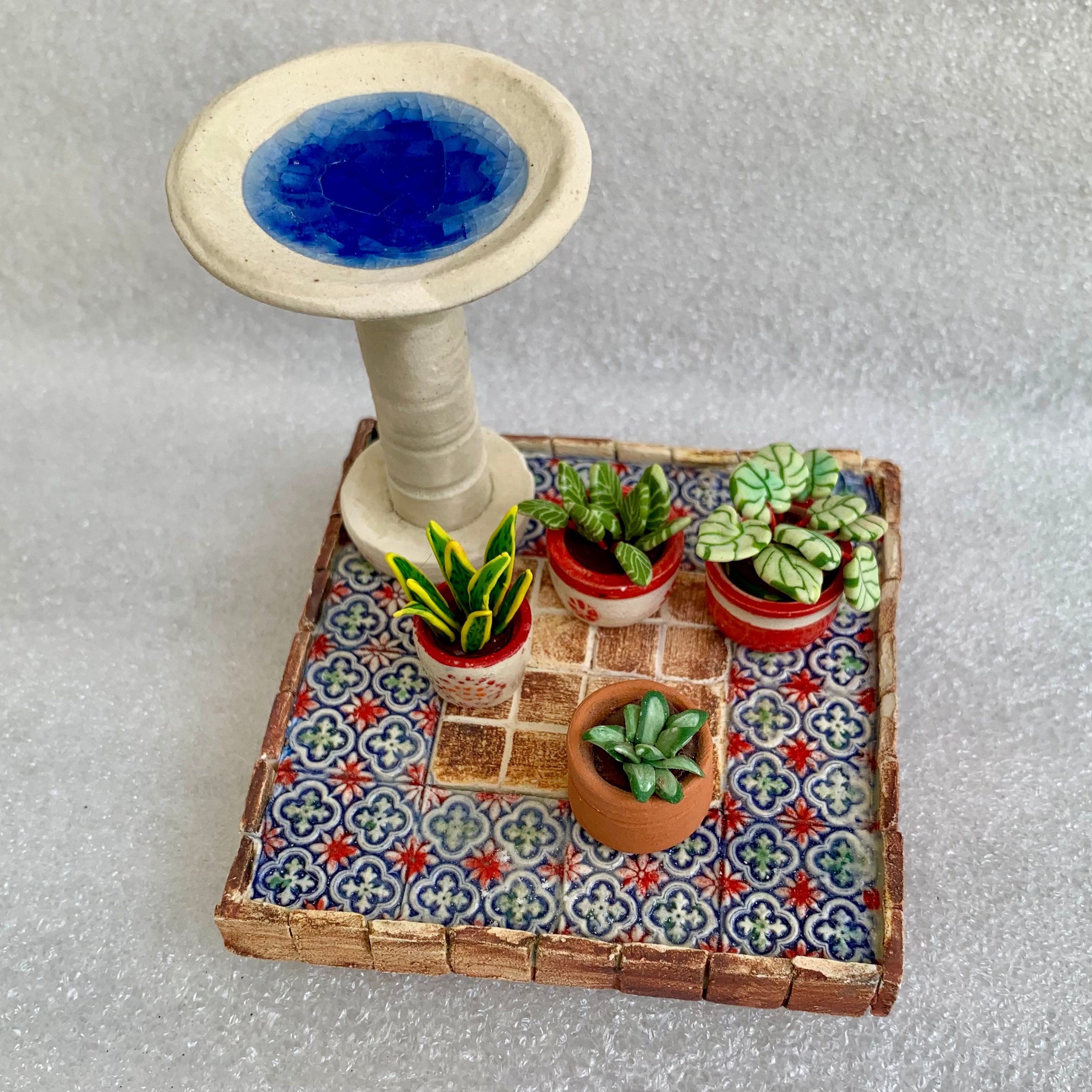 Patio With Bird Bath Miniature Mosaic Scale 1:12 - Etsy
