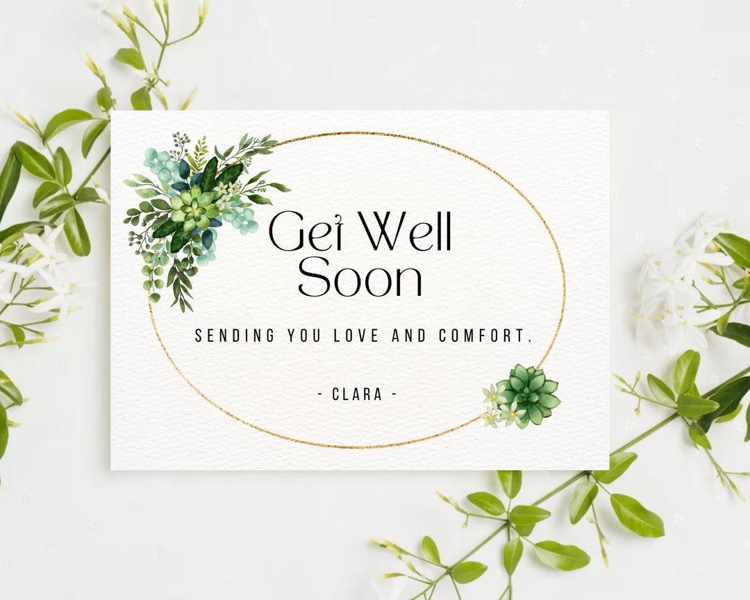 Editable & Printable Get Well Soon Greeting Card, Speedy Recovery Card ...