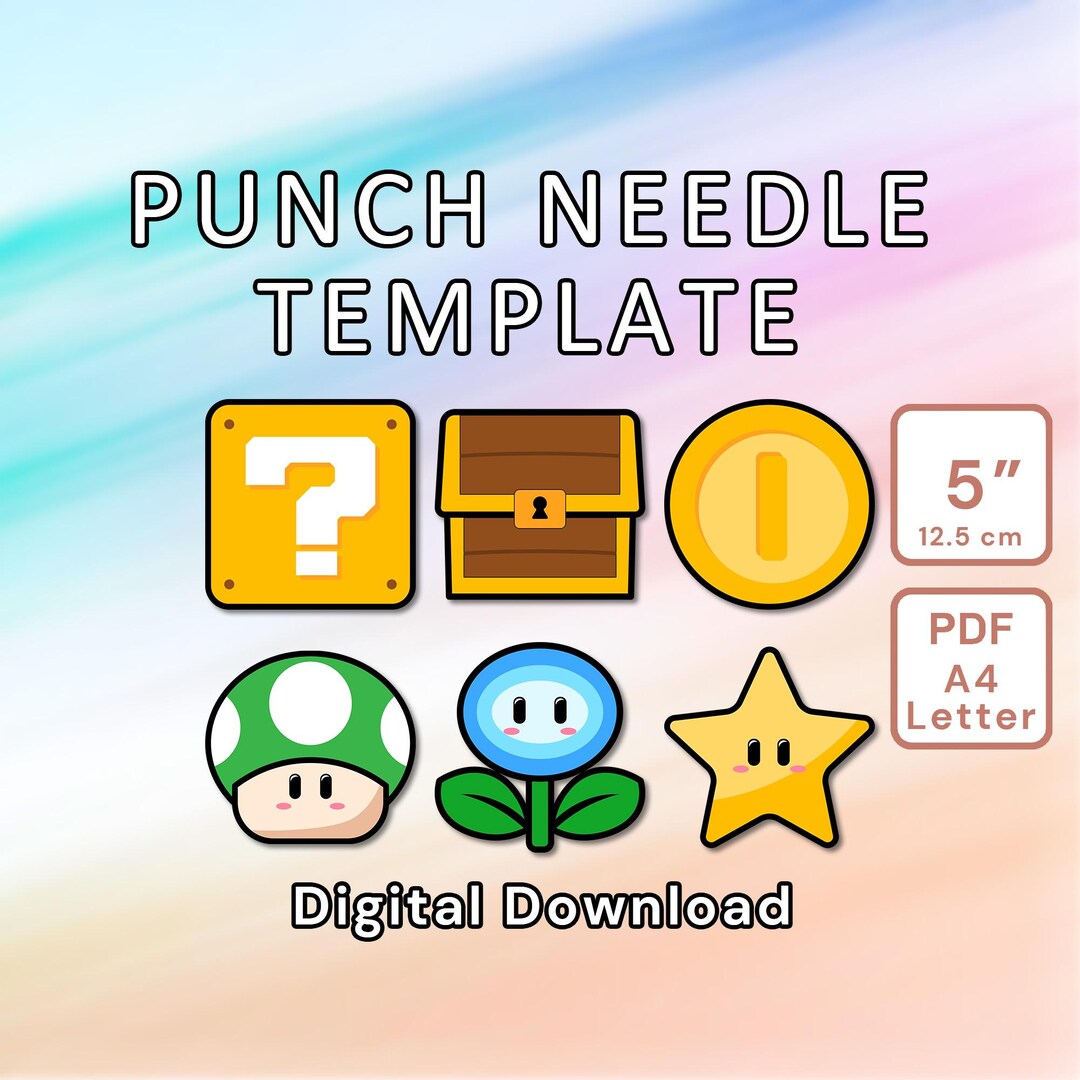 Video Game Punch Needle Pattern Set - DIY Template Mug Rug, Coaster ...