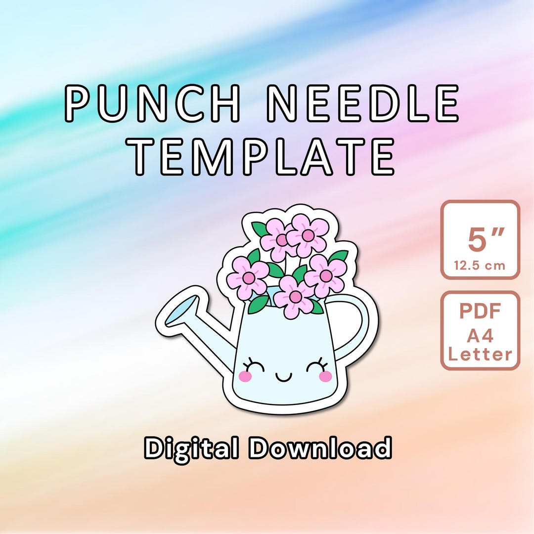 Watering Can Punch Needle Pattern - DIY Template Mug Rug, Coaster ...
