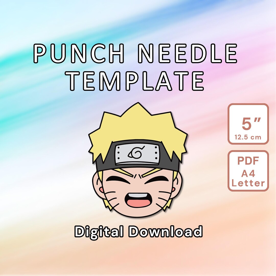 Anime Ninja Punch Needle Pattern - DIY Template Mug Rug, Coaster ...