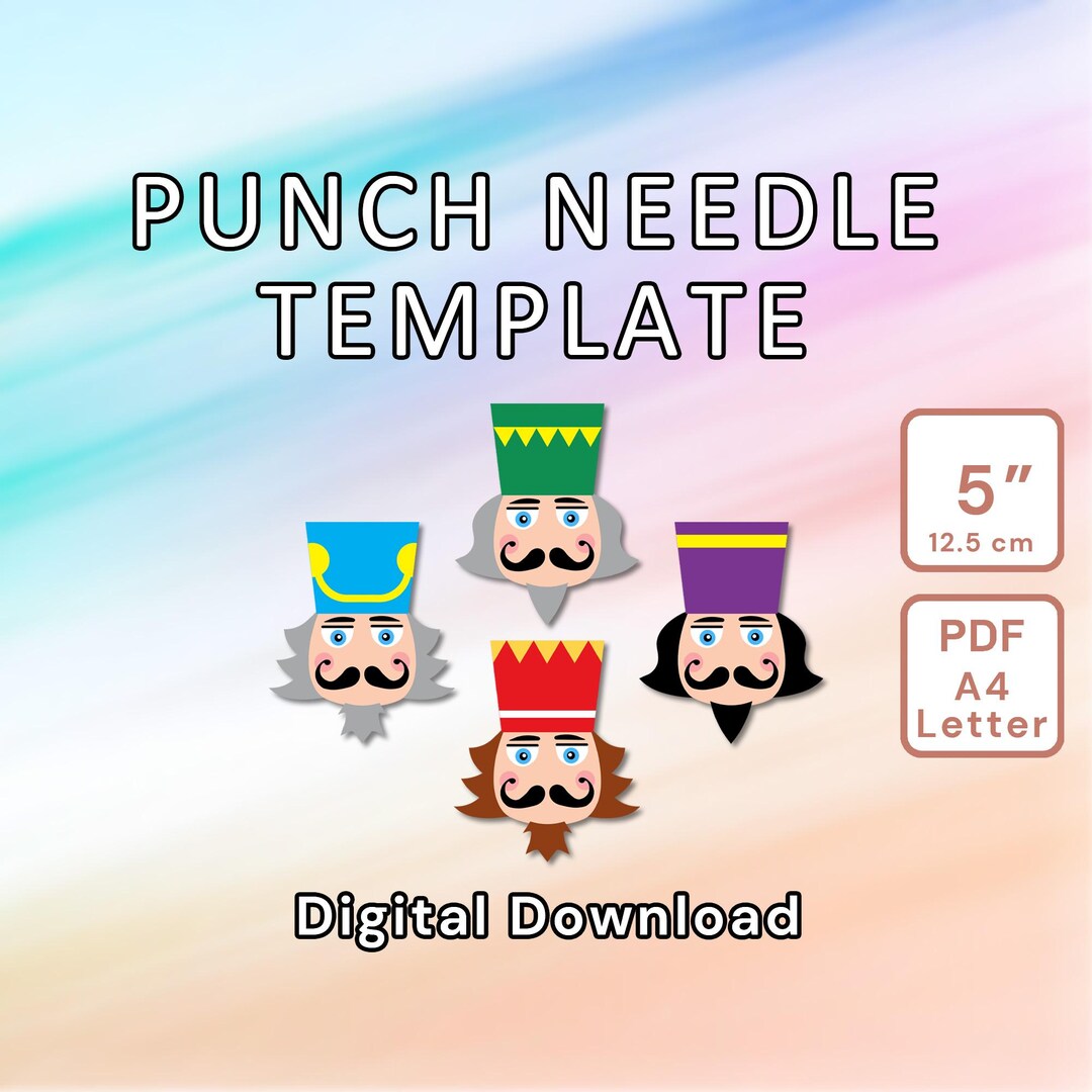 Xmas Nutcracker Punch Needle Design Set - DIY Template for Mug Rug, Coaster, Tufted Home Decor ...