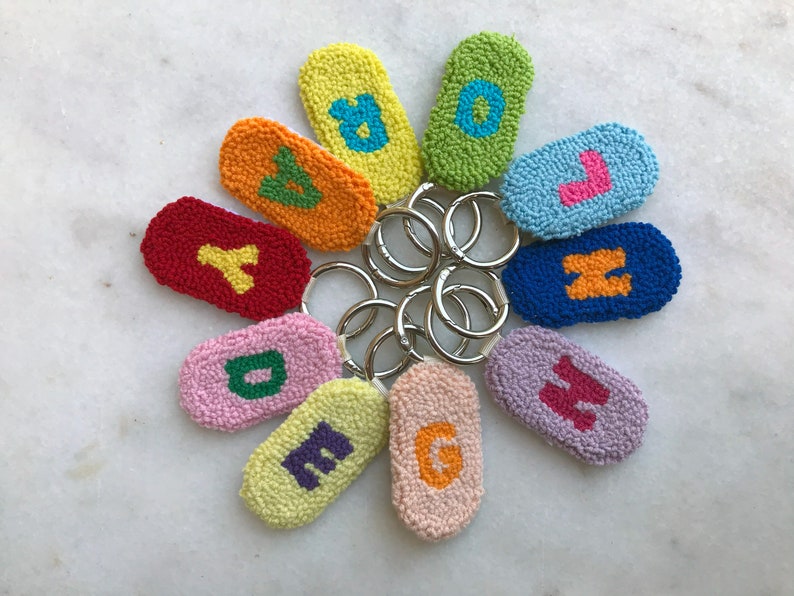 Custom Punch Needle Keychain, Colorful Custom Keyring, Bag Charm Gift ...
