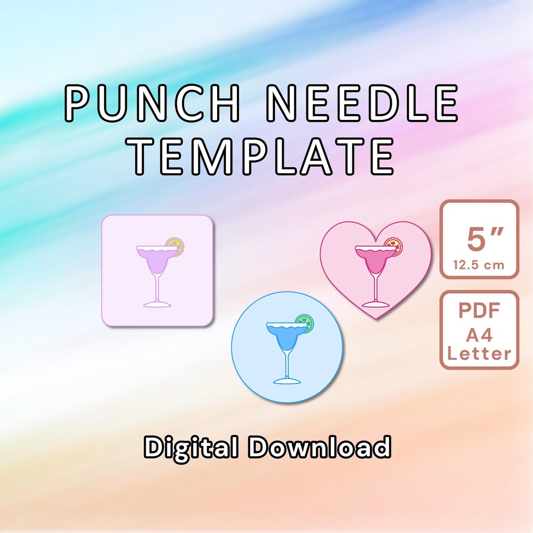Cocktail Lemon Punch Needle Design Set - DIY Template for Mug Rug ...