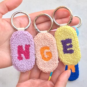 Custom Punch Needle Keychain, Colorful Custom Keyring, Bag Charm Gift ...