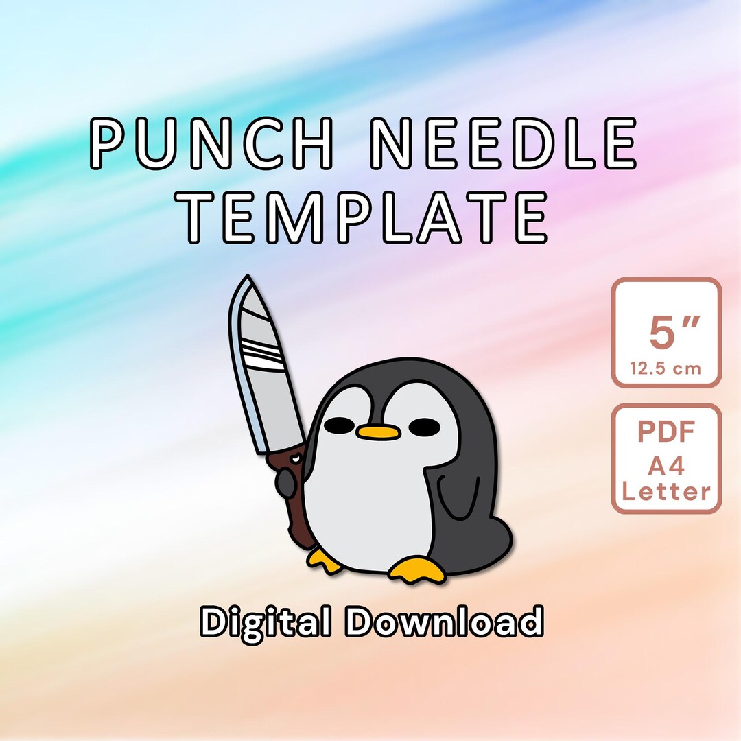 Killer Penguin Punch Needle Pattern - DIY Template Mug Rug, Coaster ...