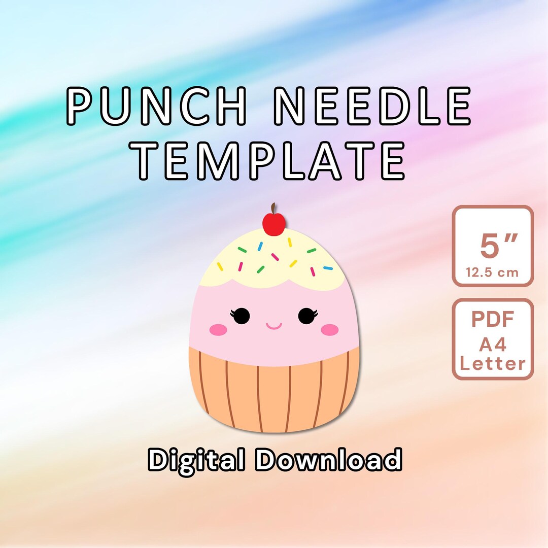 Cute Cupcake Punch Needle Pattern - DIY Template Mug Rug, Coaster ...