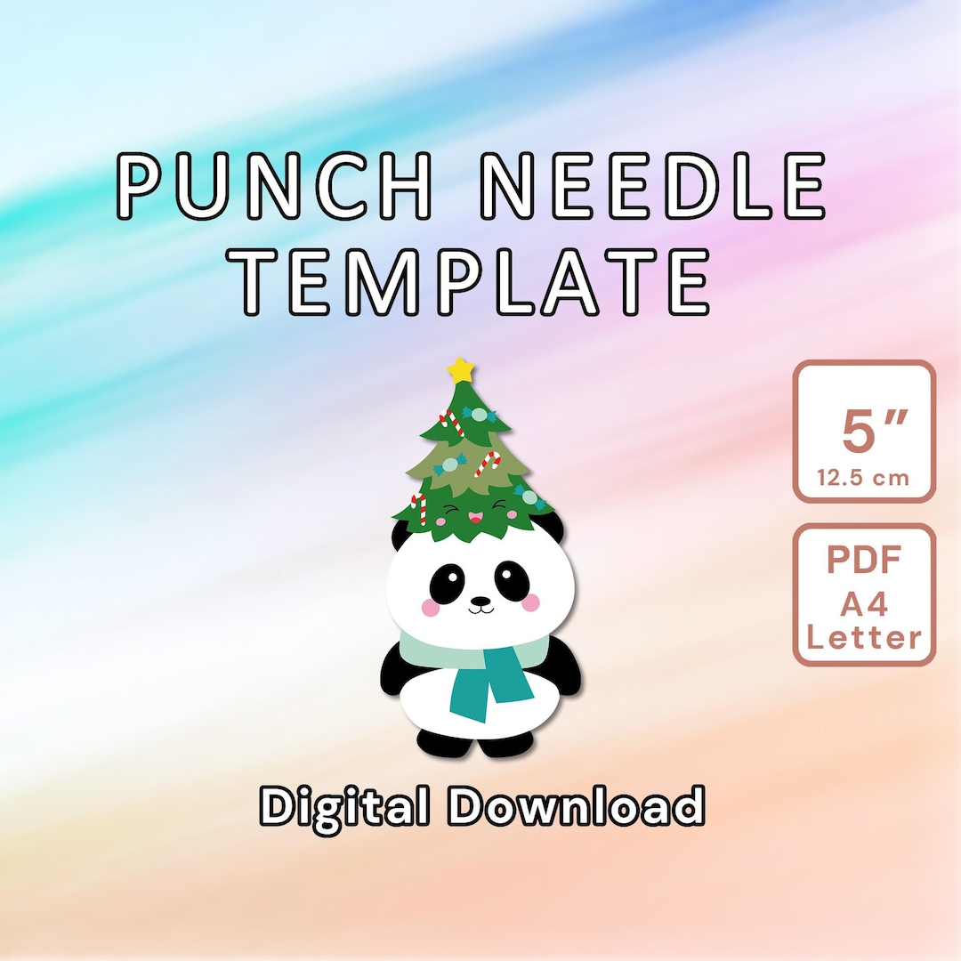 Panda Punch Needle Pattern, Christmas Decor Template, DIY Coaster, Kids ...
