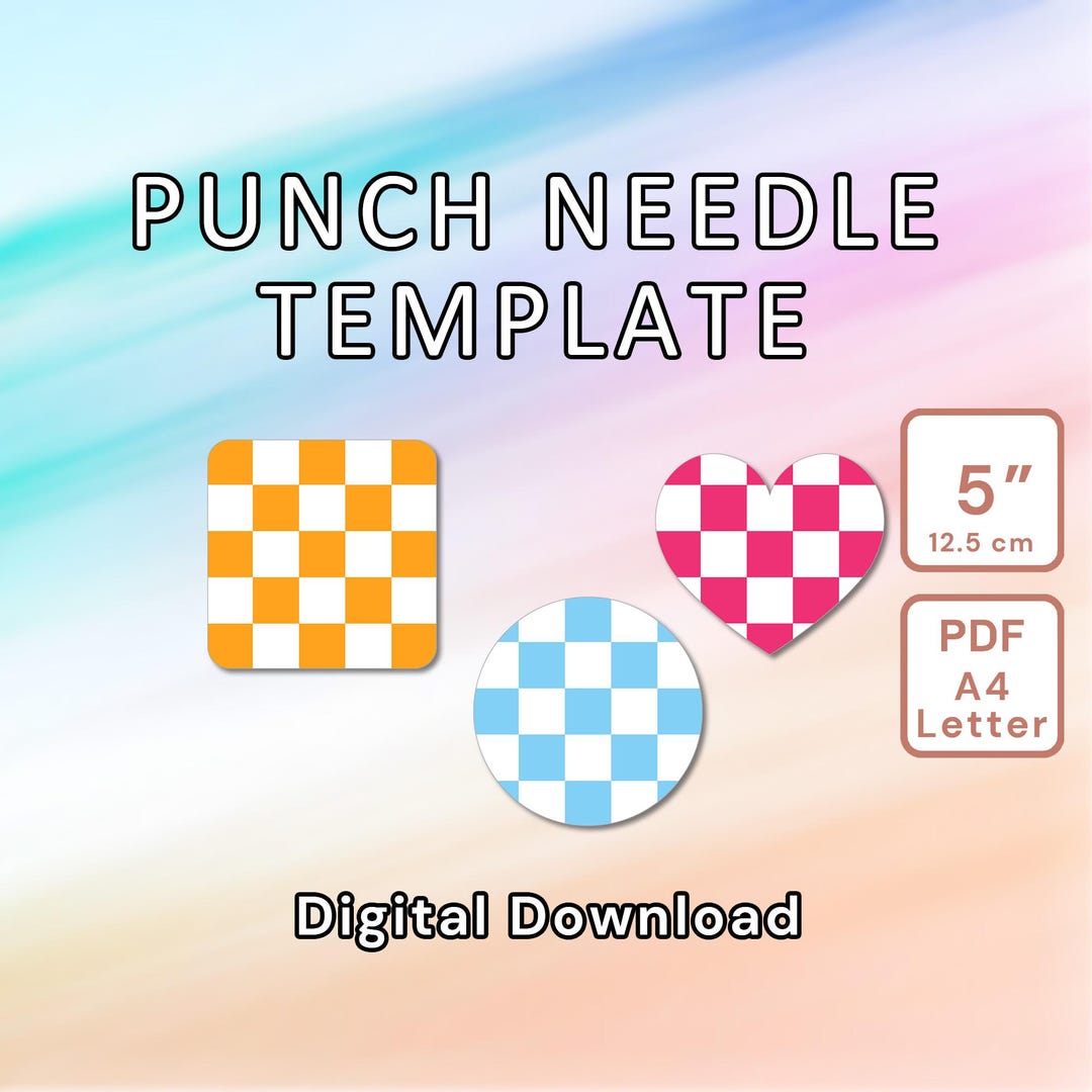 Checker Punch Needle Pattern Set - DIY Template Mug Rug, Coaster ...