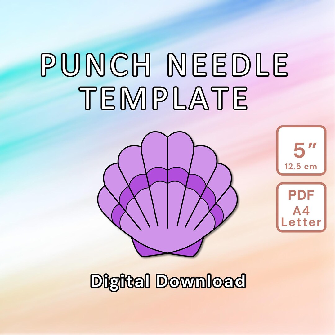 Purple Sea Shell Punch Needle Pattern - DIY Template Mug Rug, Coaster ...