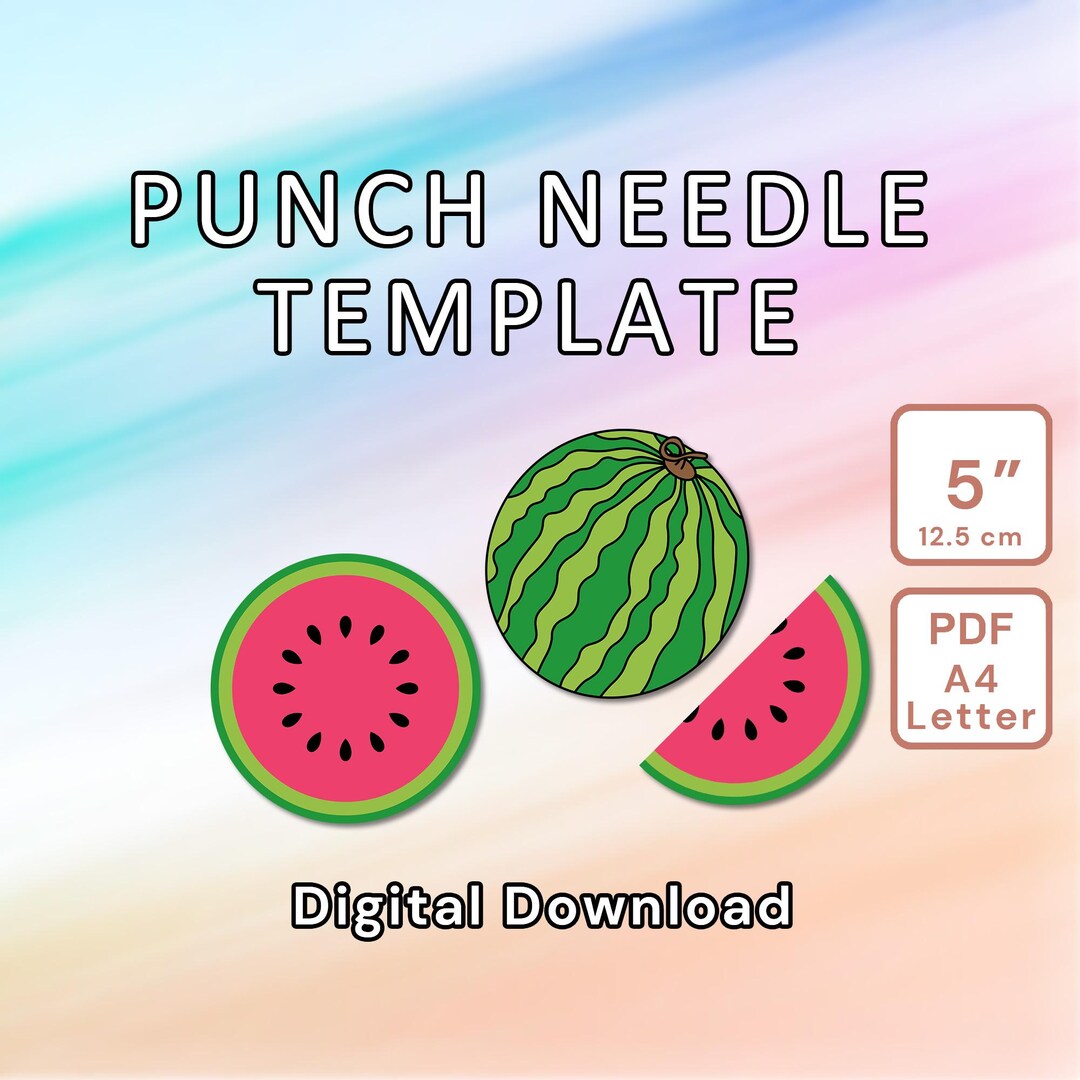 Watermelon Punch Needle Pattern Set - DIY Template Mug Rug, Coaster ...