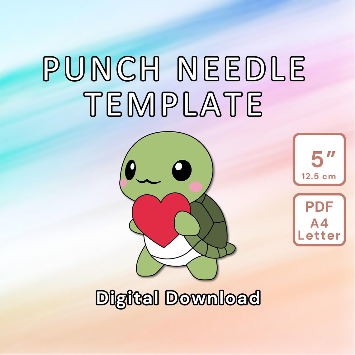 Valentine Turtle Punch Needle Pattern: DIY Mug Rug, Nursery Decor ...