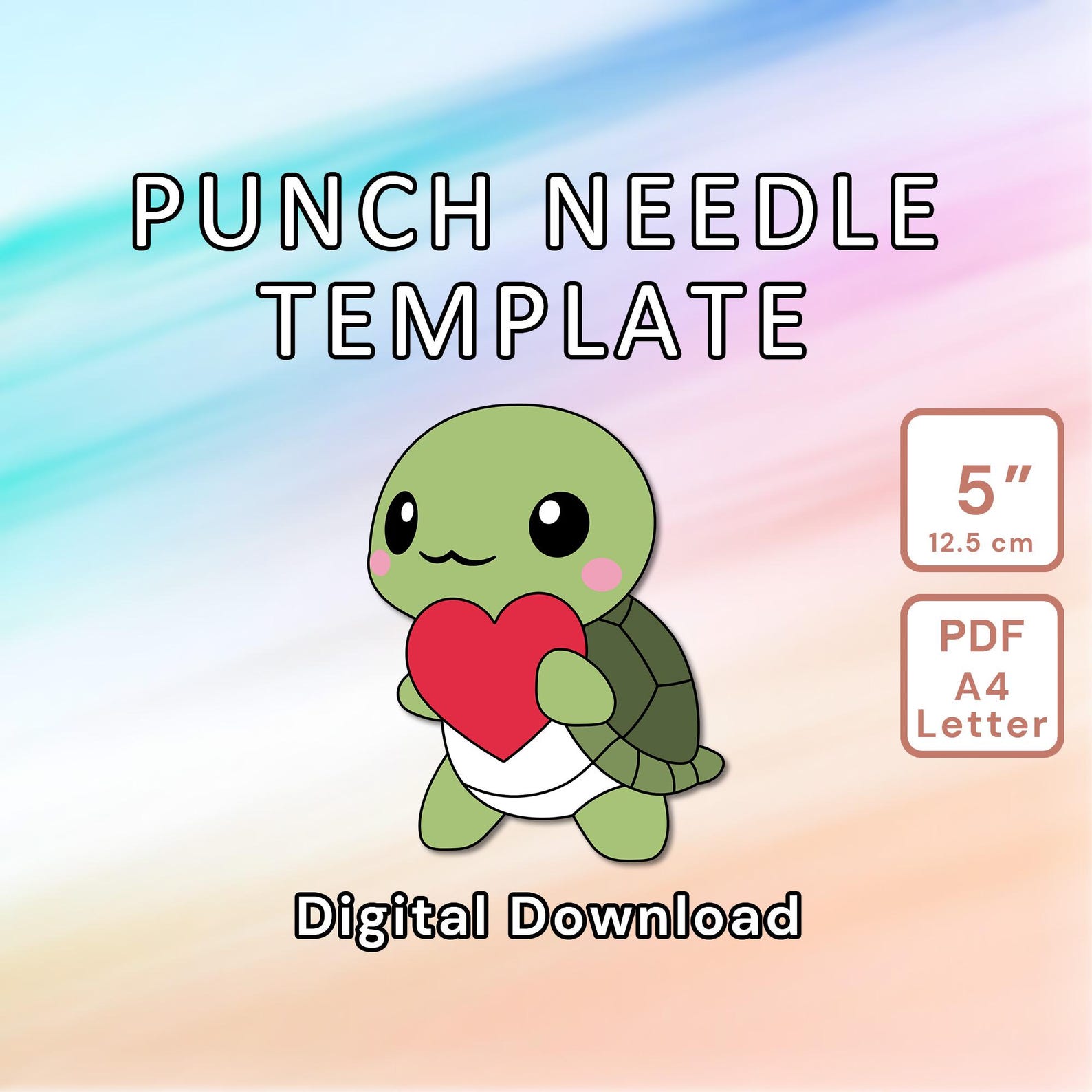 Valentine Turtle Punch Needle Pattern: DIY Mug Rug, Nursery Decor ...