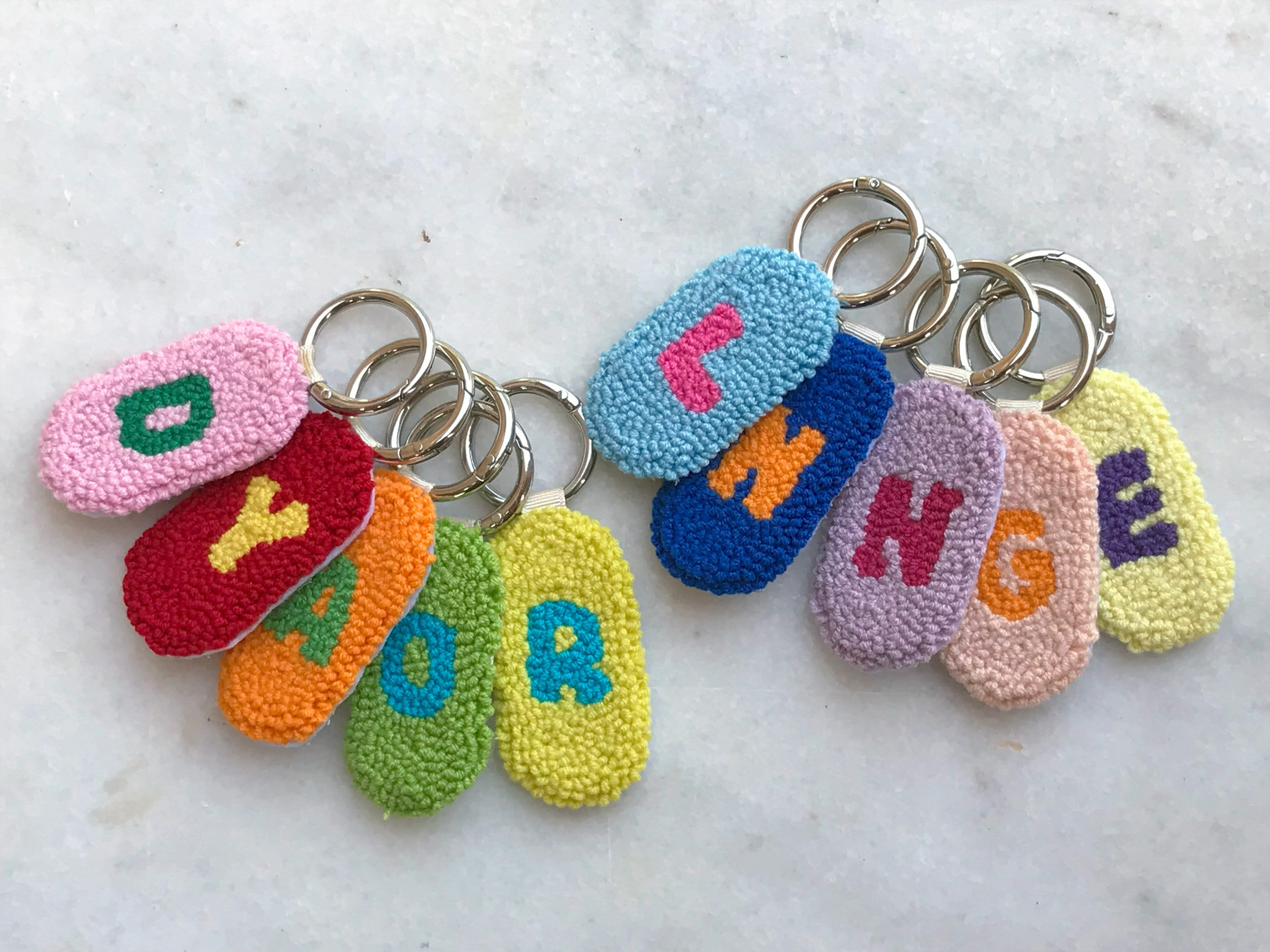 Custom Punch Needle Keychain, Colorful Custom Keyring, Bag Charm Gift ...