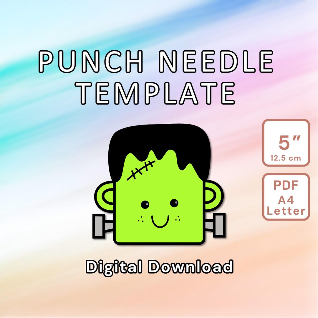Frankenstein Punch Needle Pattern - DIY Template Mug Rug, Coaster ...
