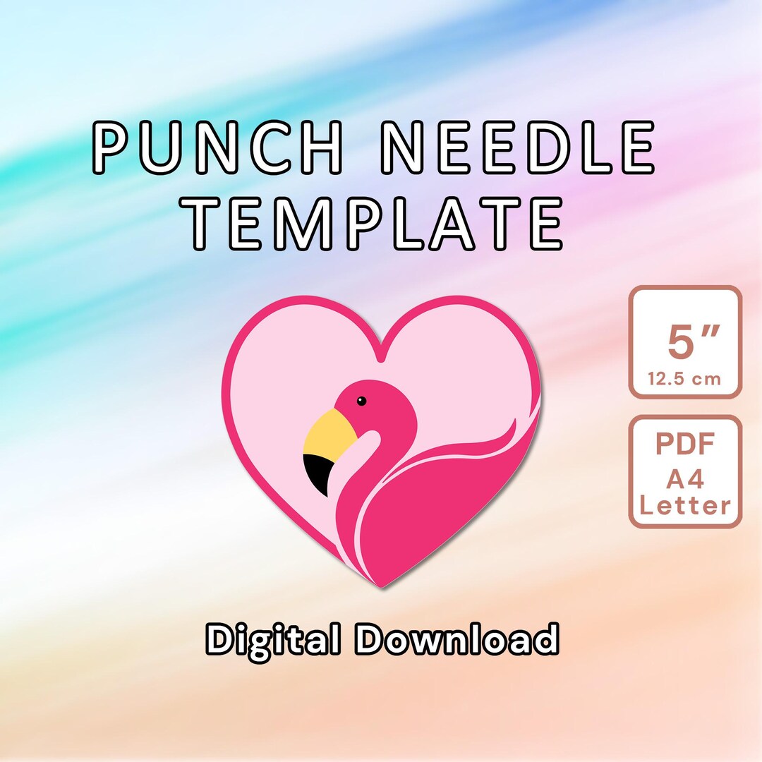 Flamingo Punch Needle Pattern - DIY Template Mug Rug, Coaster, Tufted ...